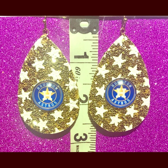 Cherance | Jewelry | Houston Astros Gold White Star Glitter Earrings ...